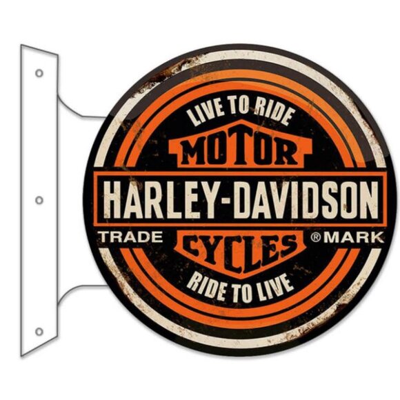 Wall Decor | Vintage Retro Double Sided Harley Davidson Live To Ride ...